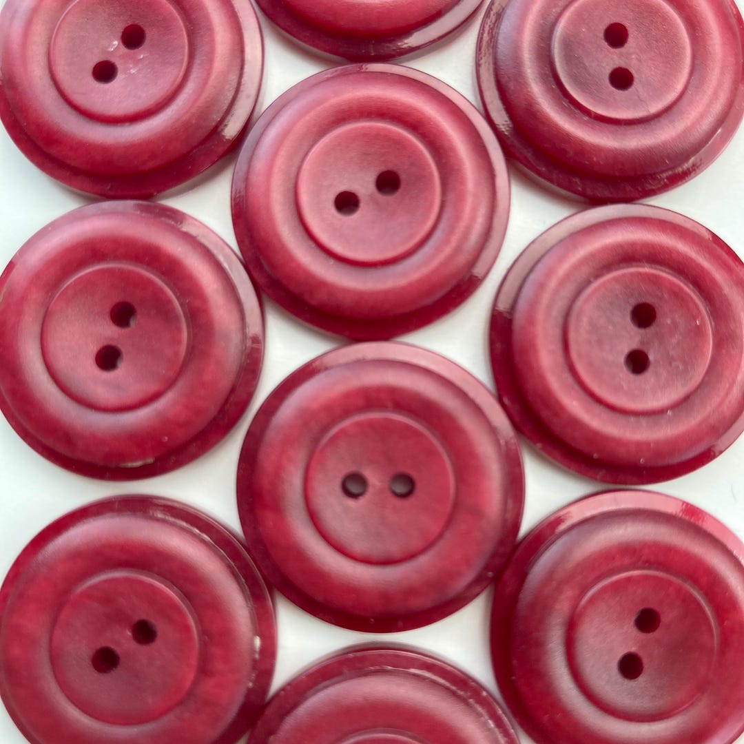 10 Deep Red Buttons 22mm - 7/8", 2 Hole Chunky Burgundy Ox Blood Red ...