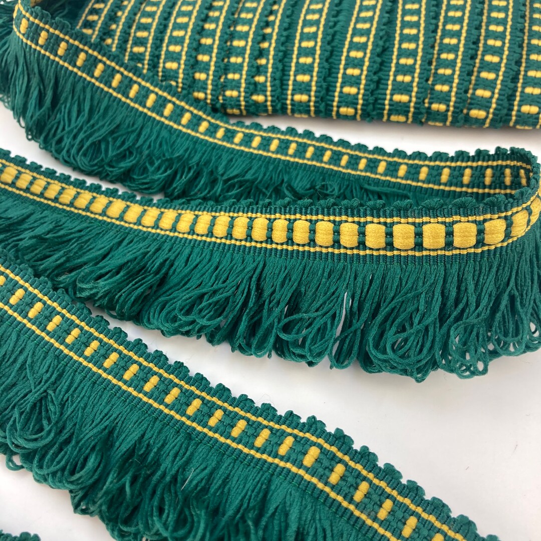 Green Loop Fringe Trim by Yard - 1 3/8" or 3.5cm French Fringe Trim ...