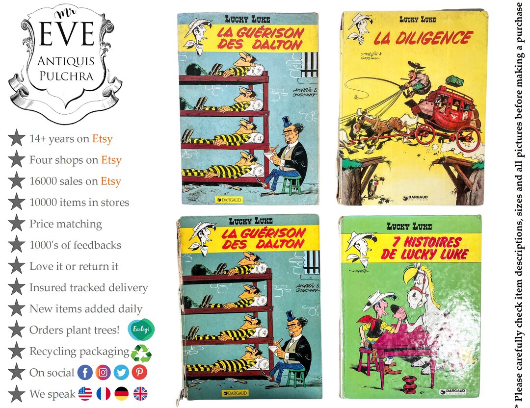 Vintage French Lucky Luke Comics Comic Book X4 Childrens Childs Kids ...