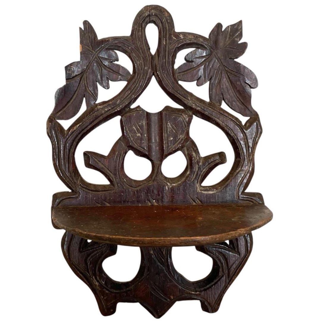 Antique French Small Wooden Shelf Stand DAMAGED Support Plinth Shelf ...