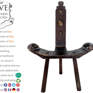 Birthing Stool Antique French Traditional Wooden Brown Small Chair ...