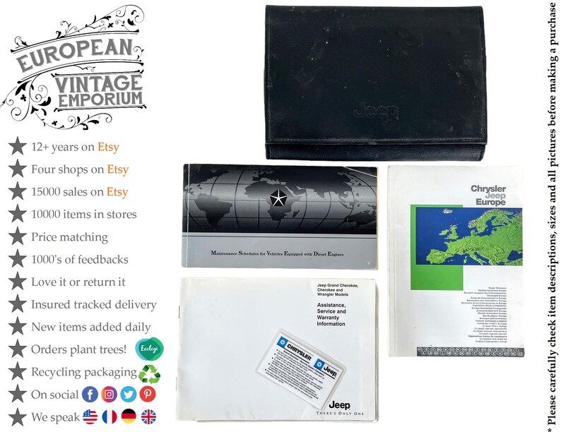 Vintage Jeep Cherokee Owner Manual Service Book Folder Owner's Handbook ...