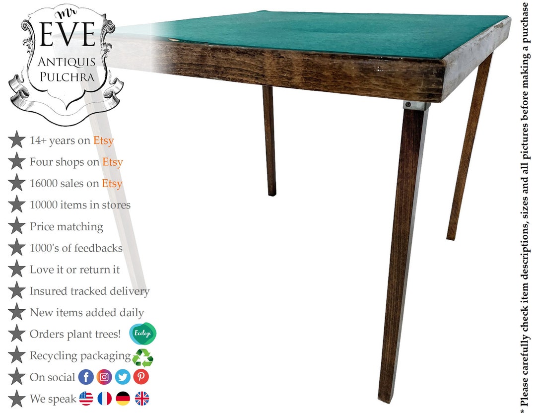 Vintage French Folding Card Game Games Table Traditional Stand Wooden ...