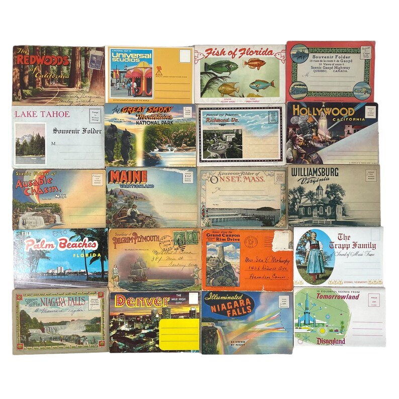 Vintage American Souvenir Folding Postcard Folder Post Card Cards ...