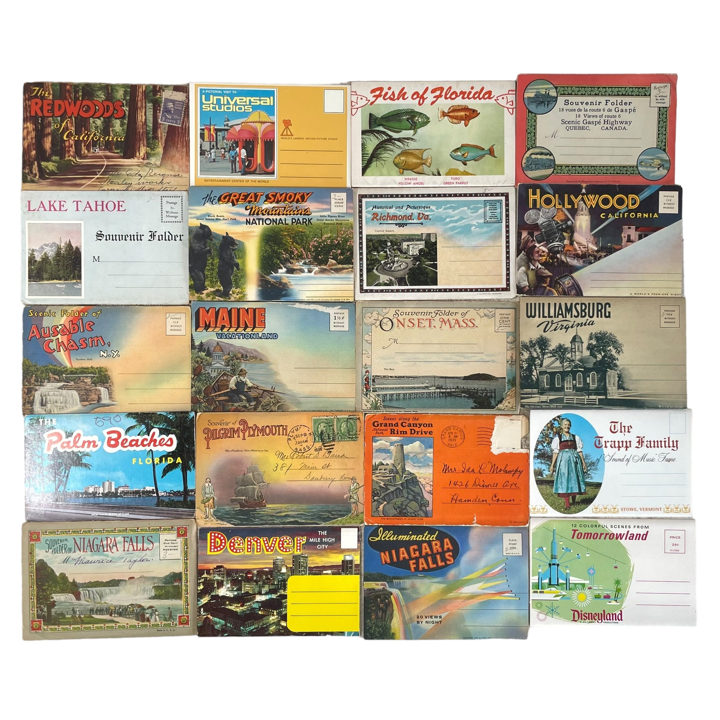 Vintage American Souvenir Folding Postcard Folder Post Card Cards ...
