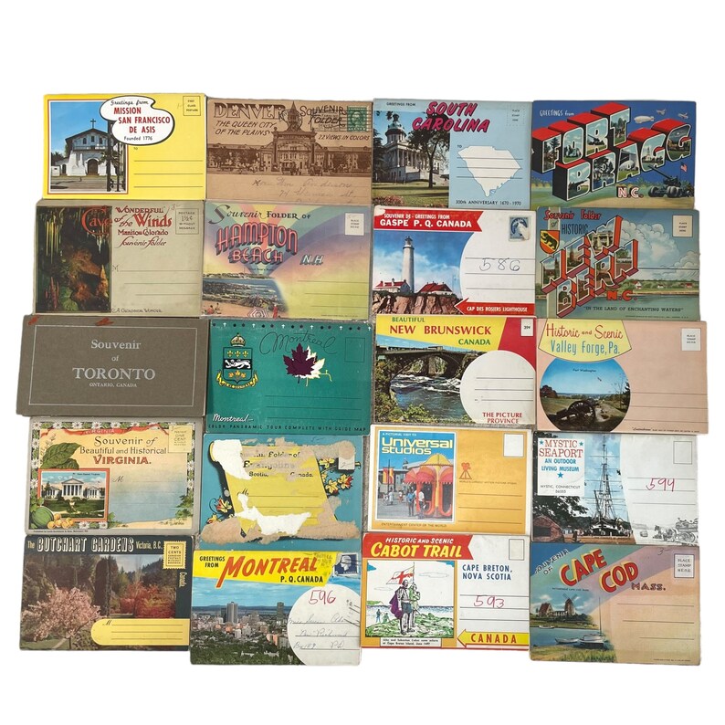 Vintage American Souvenir Folding Postcard Folder Post Card Cards ...