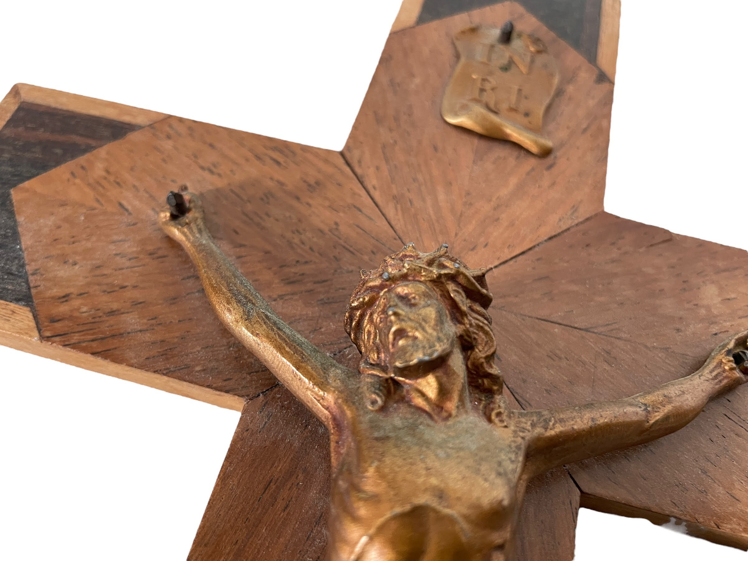 Vintage French Crucifix Jesus Cross Wall Hanging Monk Church Chapel ...