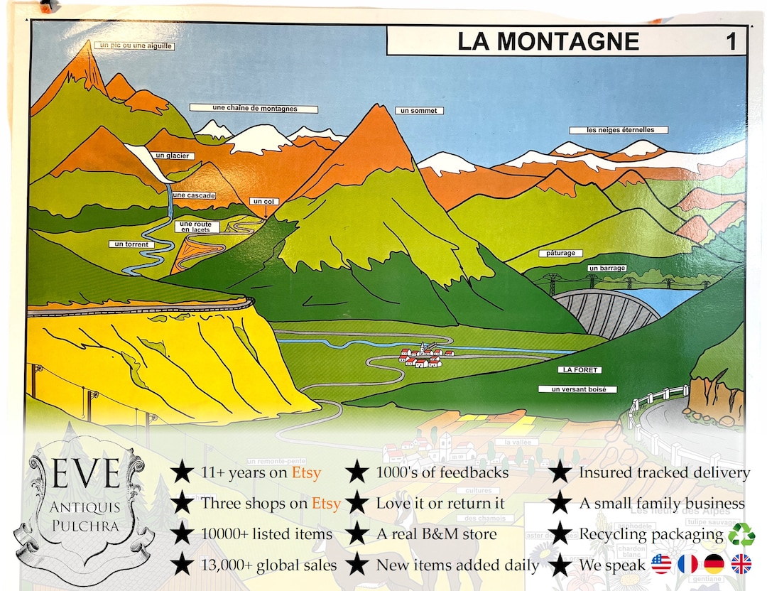 Vintage French Poster School Learning Educational Wall Display ...