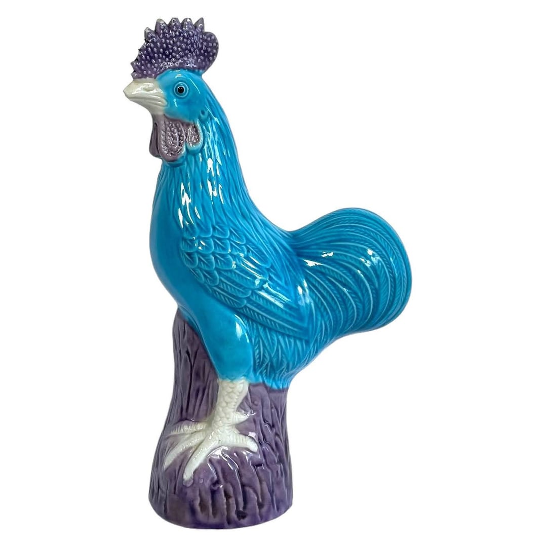Vintage Chinese Chicken Blue White Export Porcelain Figural Ceramic ...