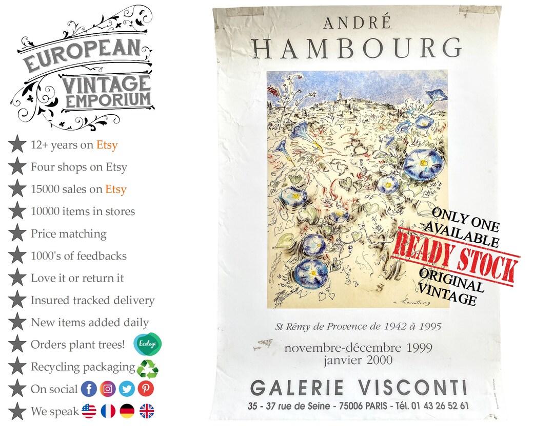 Vintage French Andre Hambourg Galerie Visconti Paris Gallery Original ...