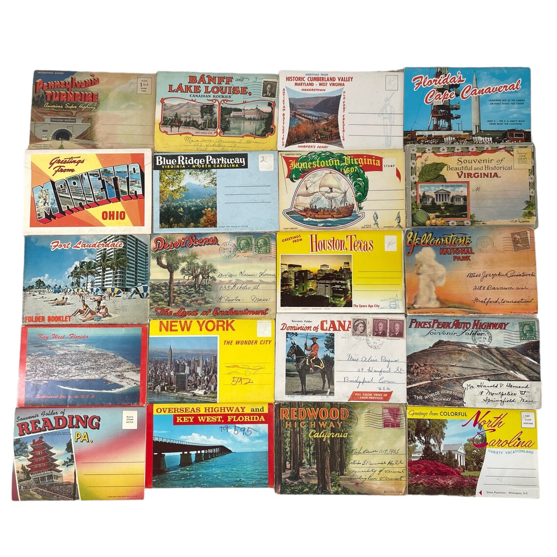 Vintage American Souvenir Folding Postcard Folder Post Card Cards ...
