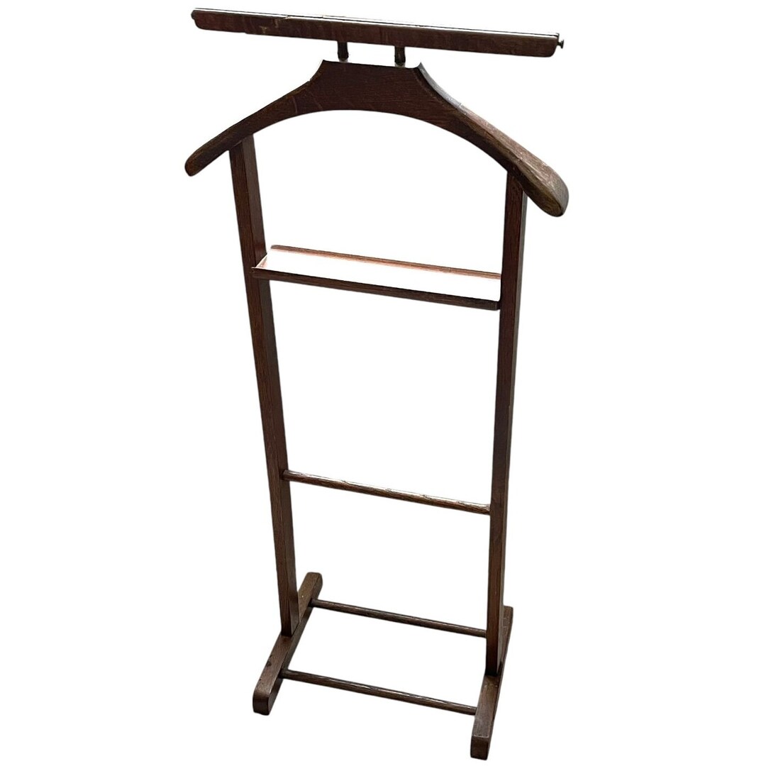 Vintage French Simple Valet Butler Stand Wooden Clothes Hanger Suit ...