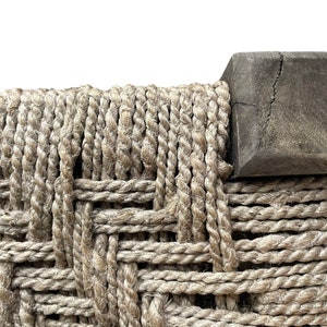 Vintage French Bench Stool Woven Rope String Seat Wooden Brown Rest ...