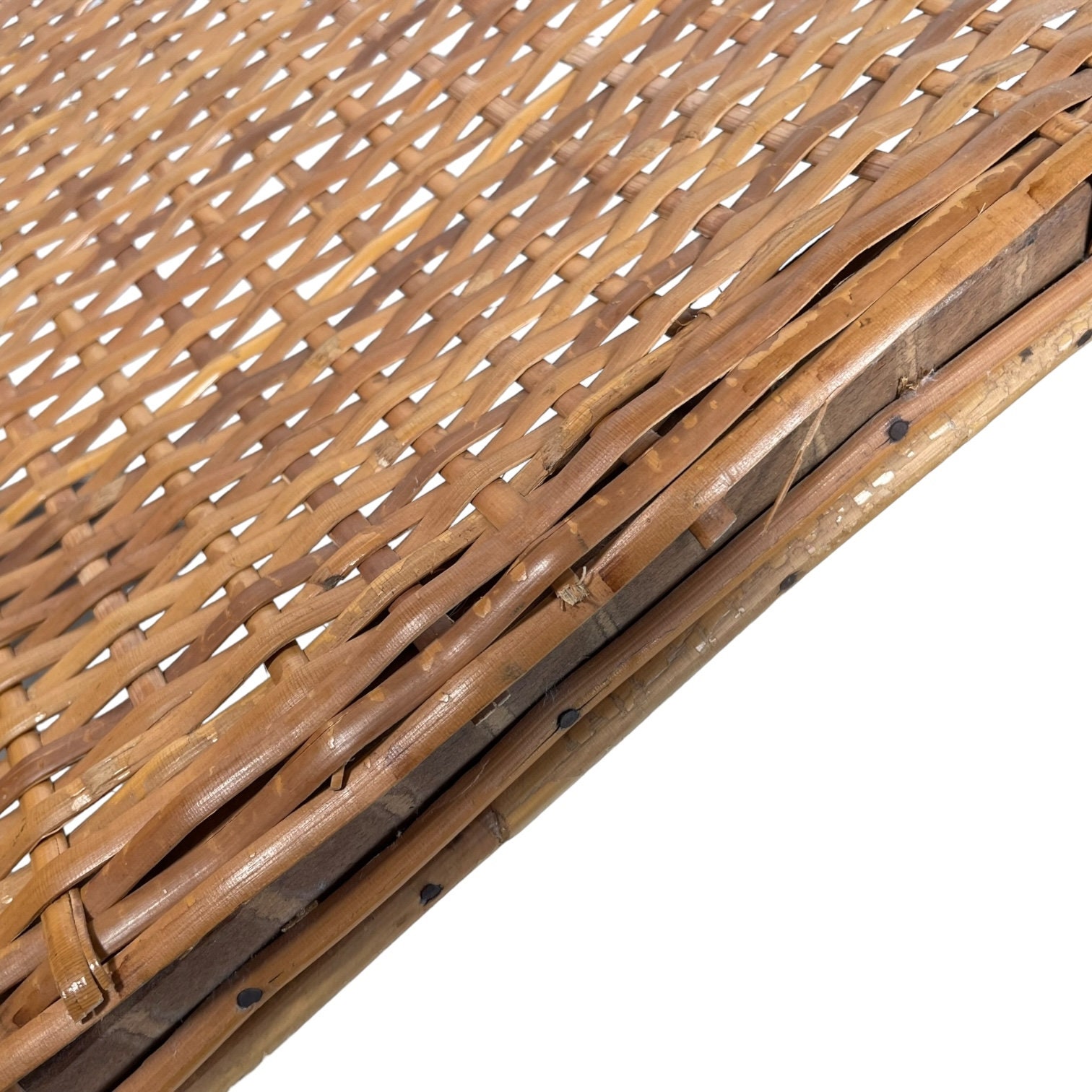 Vintage French Rocking Rattan Woven Footrest Traditional Worn Damaged ...