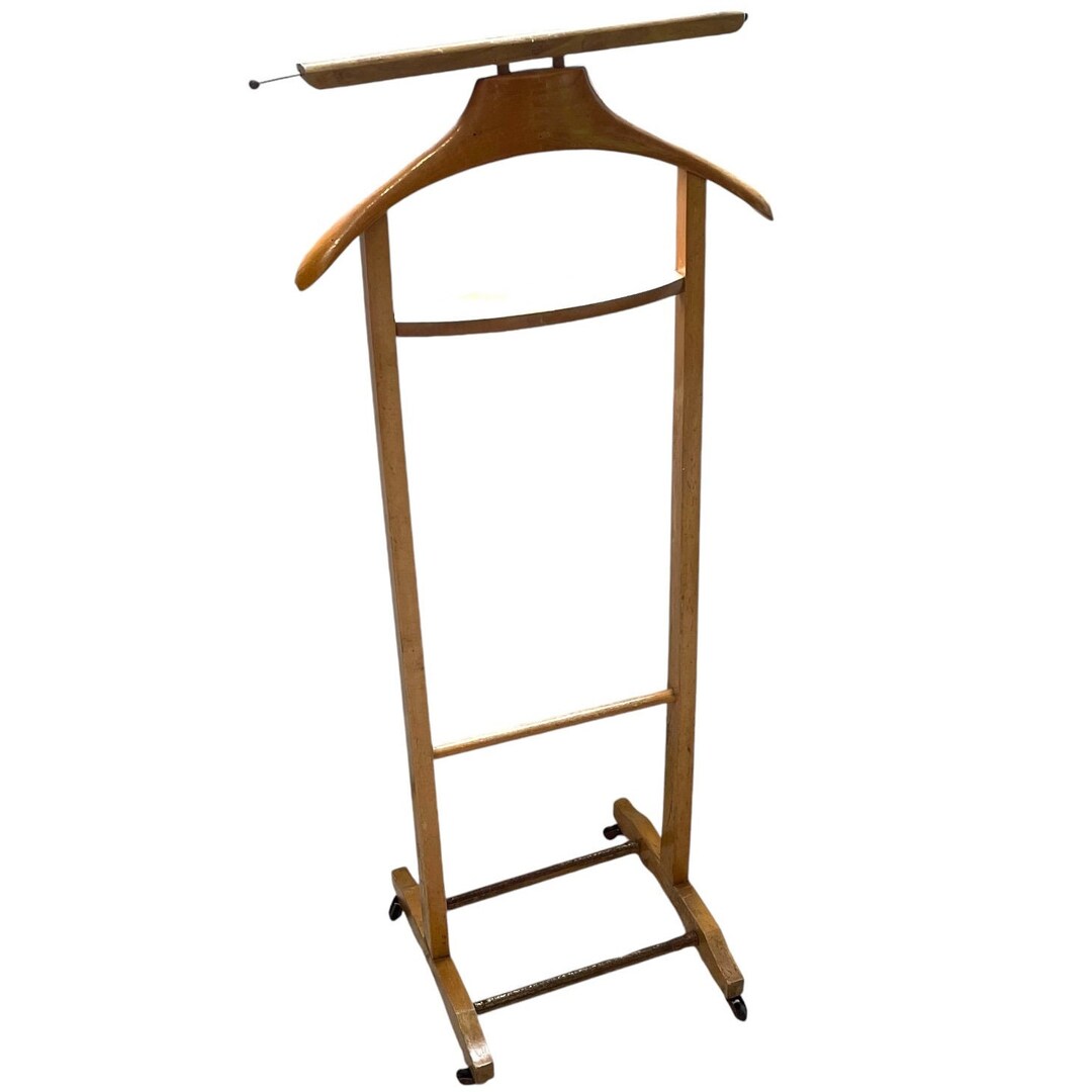 Vintage French Simple Valet Butler Stand Wooden Clothes Hanger Suit ...