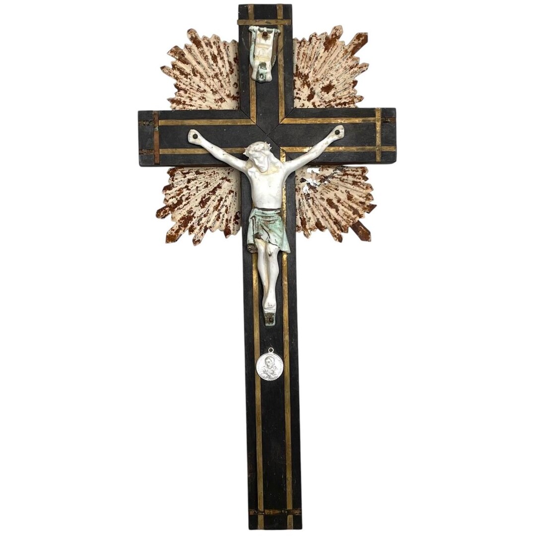 Vintage French Crucifix Jesus Cross Church Chapel Roman Catholic Wood ...