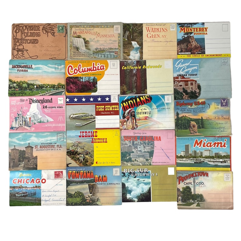 Vintage American Souvenir Folding Postcard Folder Post Card Cards ...