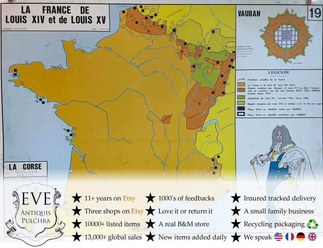 Vintage French Poster School Learning Educational Display Louis XIV ...
