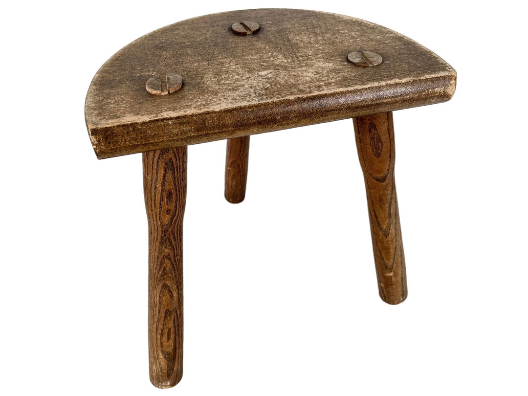 Stool Vintage French Traditional Milking Stool Wooden Brown Small Chair ...