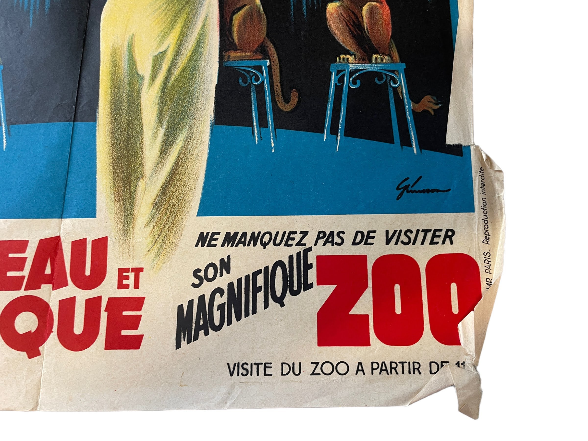 Vintage French Pinder Zoo Circus Advertising Poster Exhibition ...
