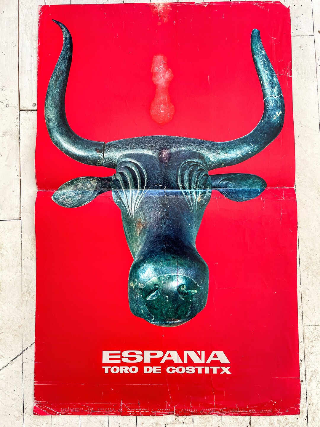 Vintage Spanish Bull Art Exhibition Show Original Advertising Poster ...