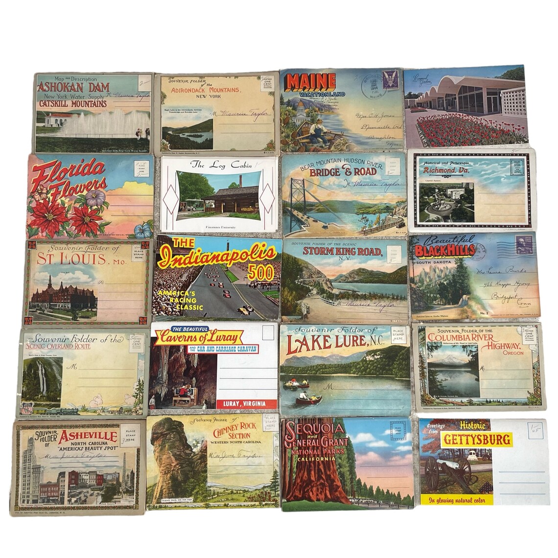 Vintage American Souvenir Folding Postcard Folder Post Card Cards ...