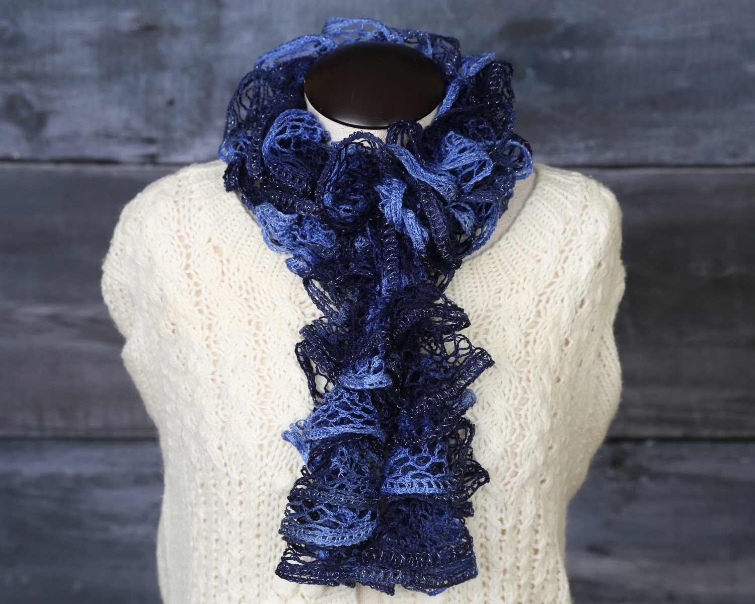 Blue Ruffle Scarf - Etsy