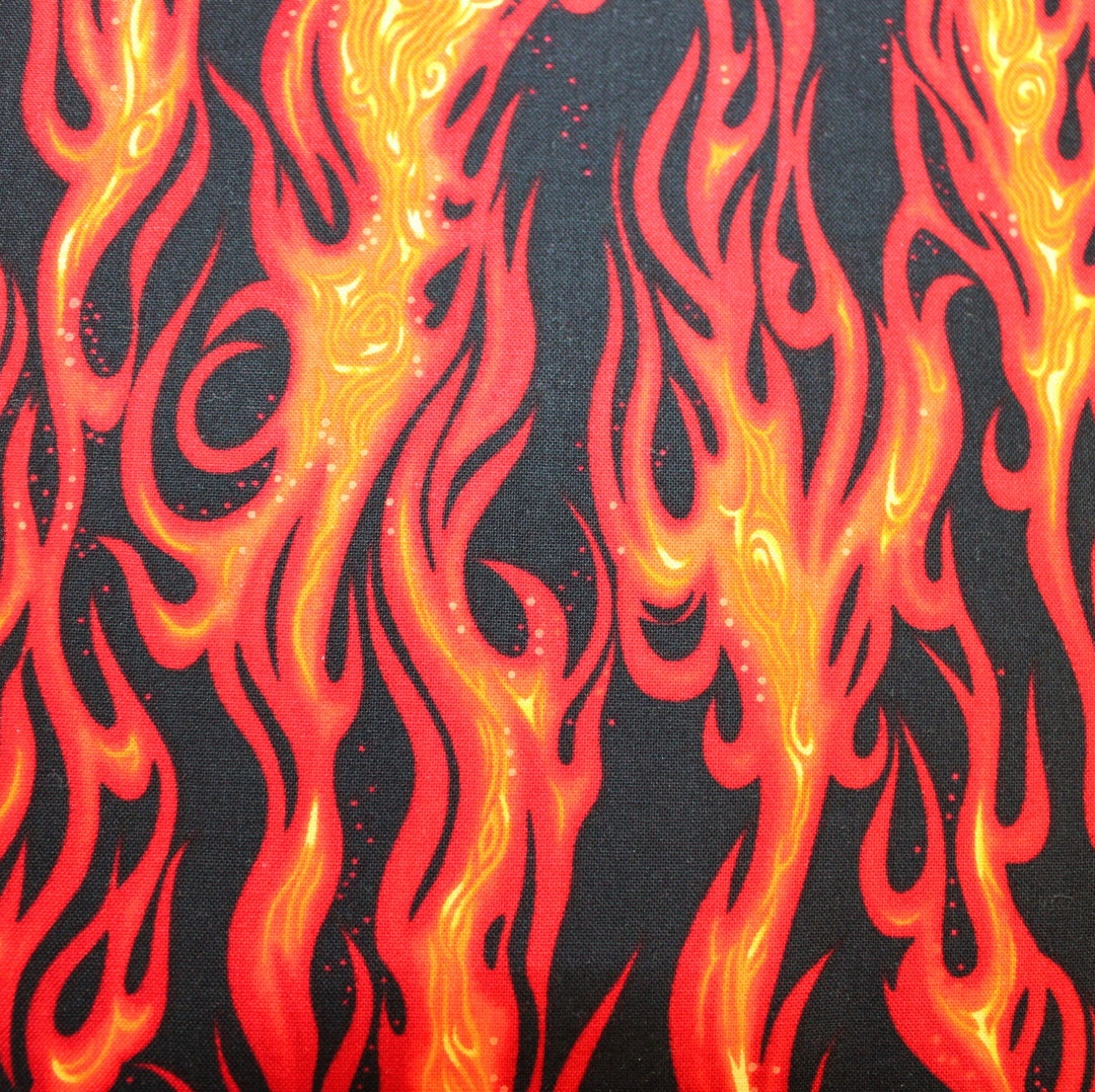 Flames Fire 100% Cotton Fabric Choice of Half Yard or Full Yard Cut ...