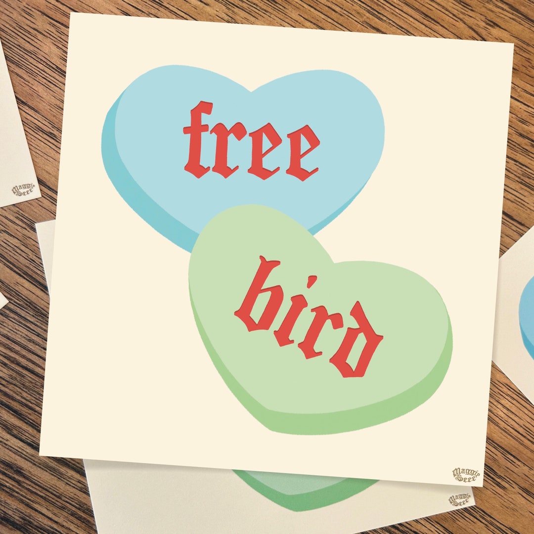 Candy Hearts Free Bird Art Print Royal Font Pastel Gallery Wall Graphic ...