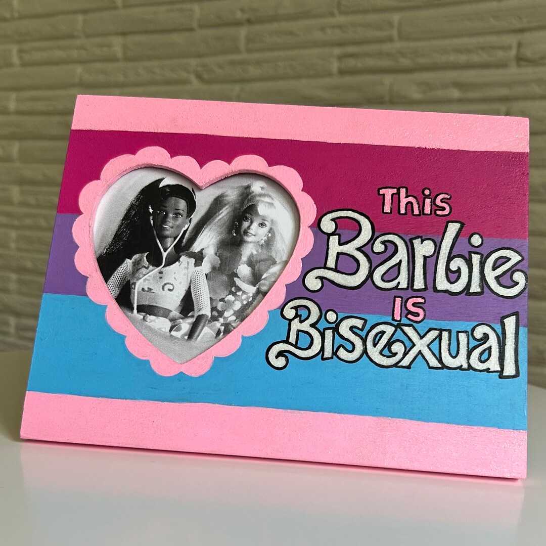 Handpainted Wood Heart Bisexual Barbie Picture Photo Frame Glitter ...