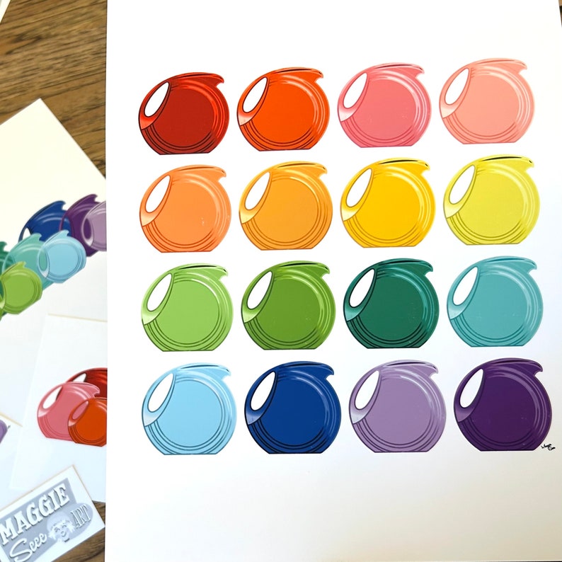 Fiestaware Pitcher Grid Rainbow Art Print, MCM Kitchen Wall Decor - Etsy