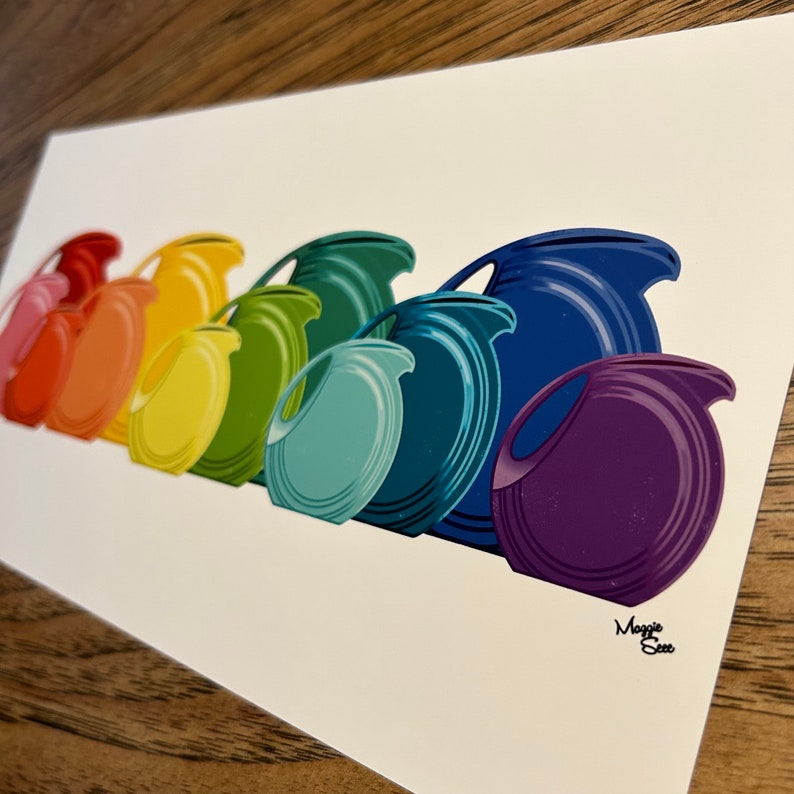 Fiestaware Pitcher Rainbow Art Print, Retro Kitchen Decor - Etsy