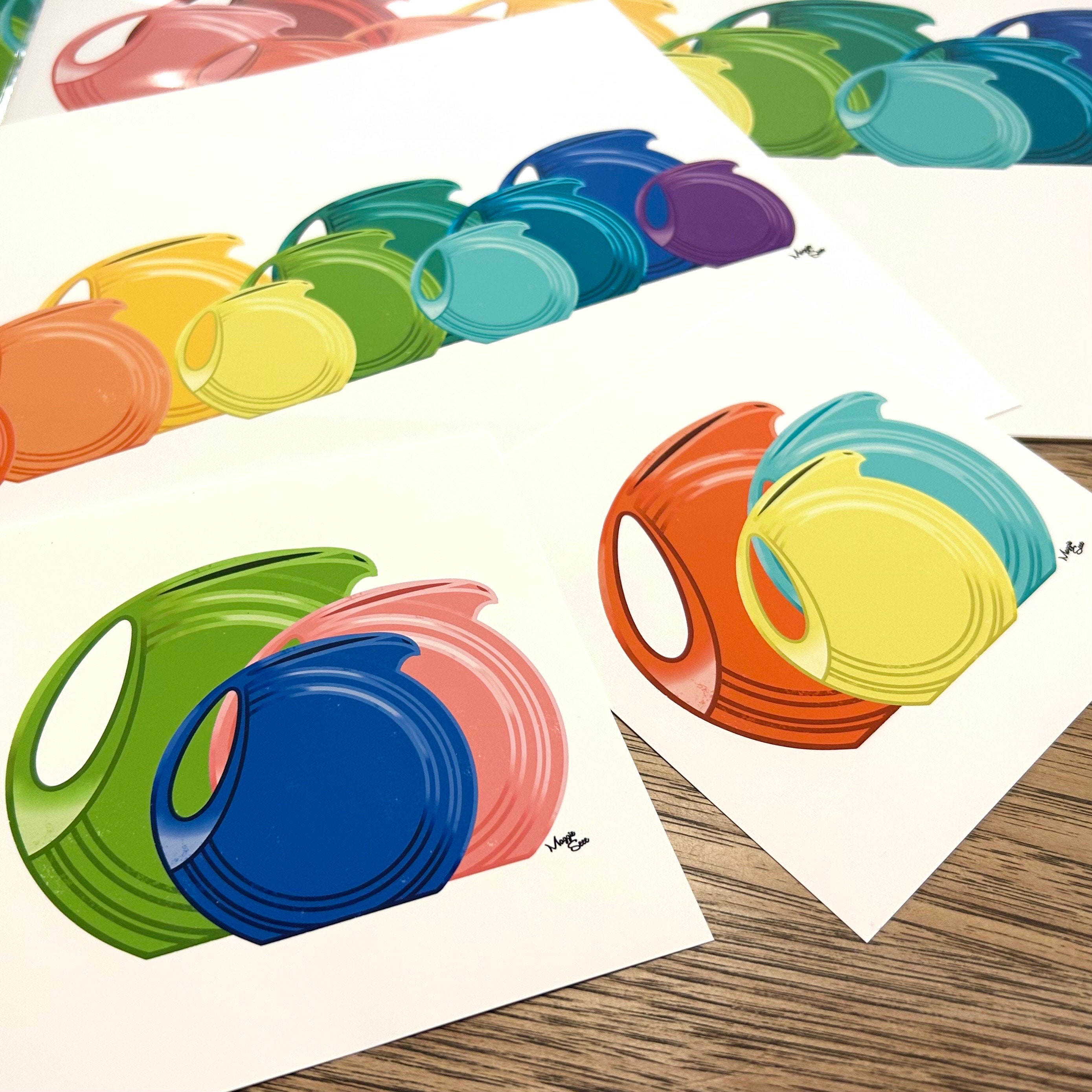 Fiestaware Pitcher Trio Collection Art Print Retro Kitchen Wall Mid ...