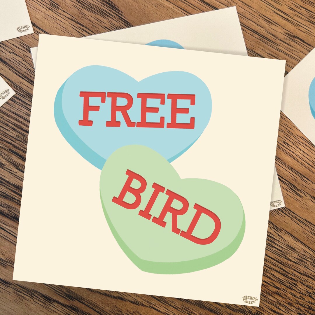 Candy Hearts Free Bird Art Print Regular Font Pastel Gallery Wall ...