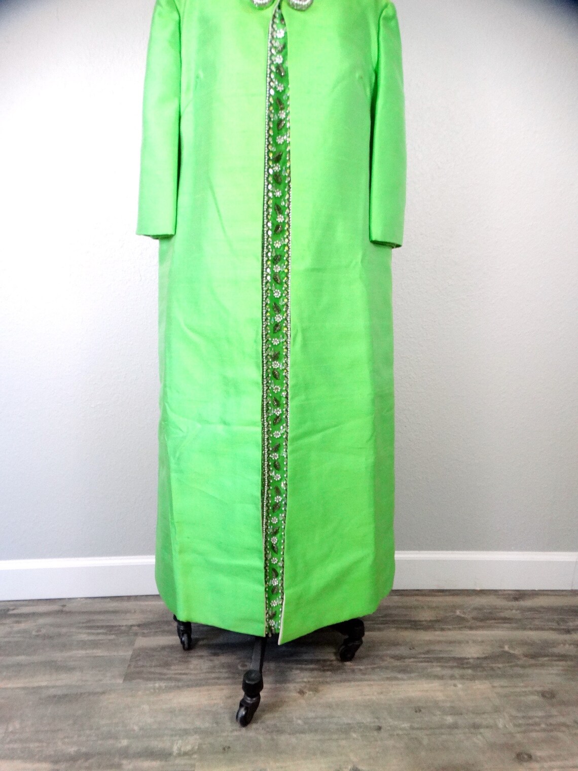 50s 60s Lime Evening Dress & Coat / 1950’s 1960's MCM Vintage Couture ...