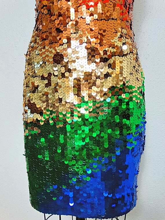 Ombré RAINBOW Sequin Dress // Bright Sequined Dress /… - Gem