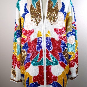 BOLD Sequin Jacket // Vintage Bright Sequined Jacket // All Embellished ...