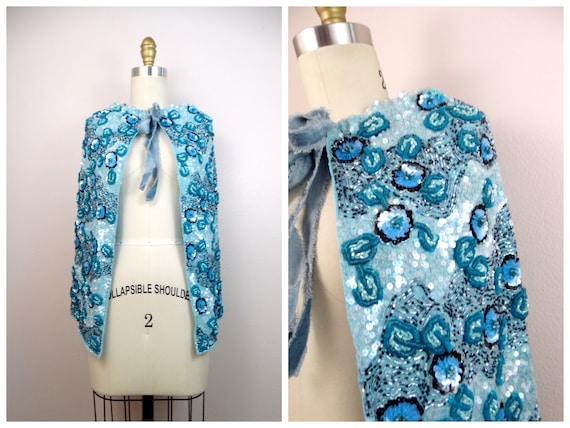 Couture Sequined Beaded Bridal Cape // Something Blue… - Gem