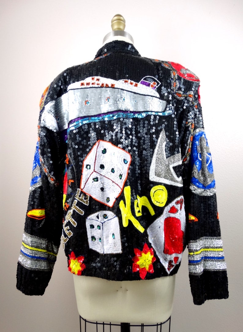 VEGAS Casino Sequin Jacket / Lucky Dice Sequined Bomber Jacket - Etsy