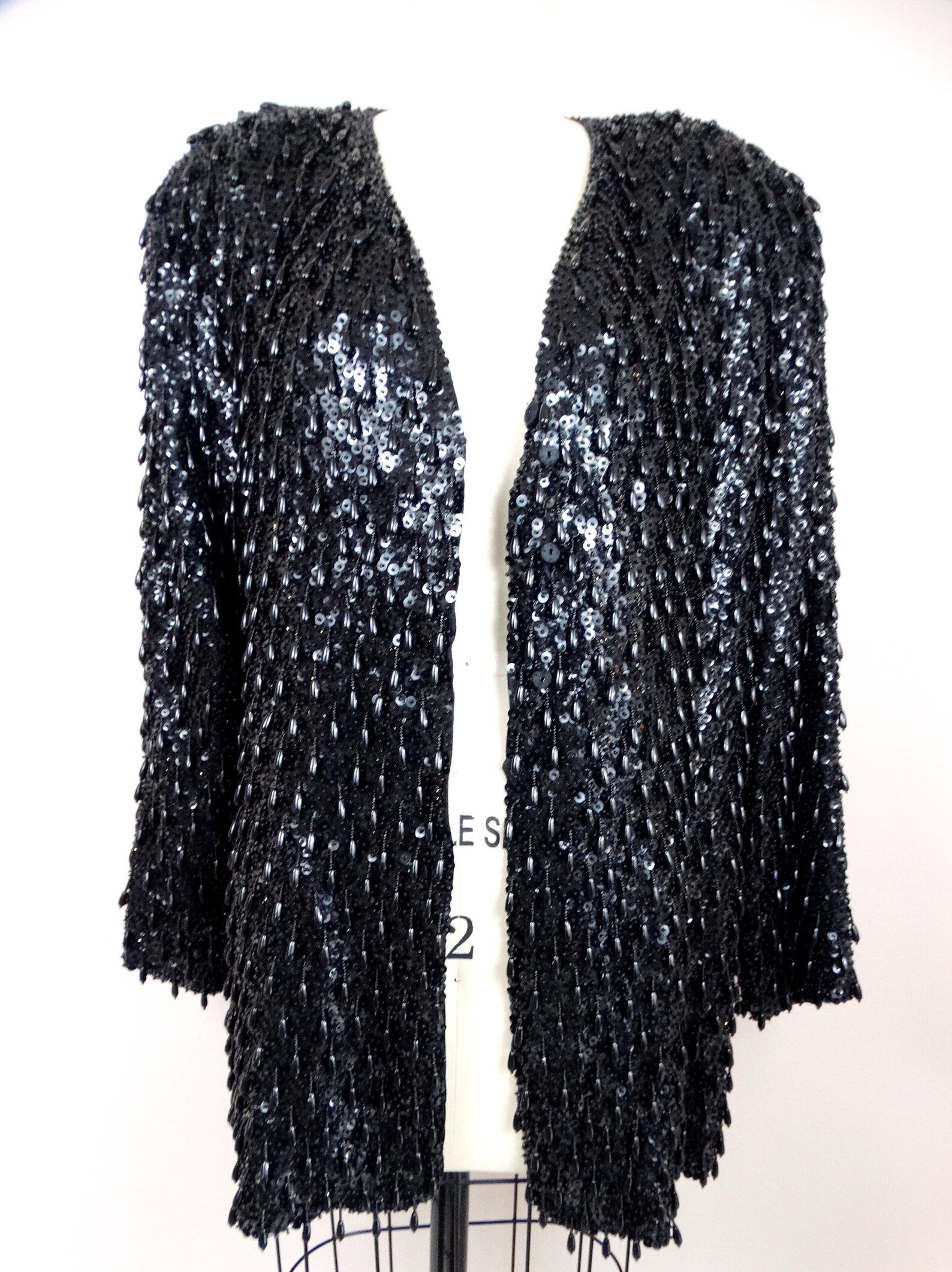 HEAVY Teardrop Beaded Fringe Jacket / Heavily Embellished Black ...