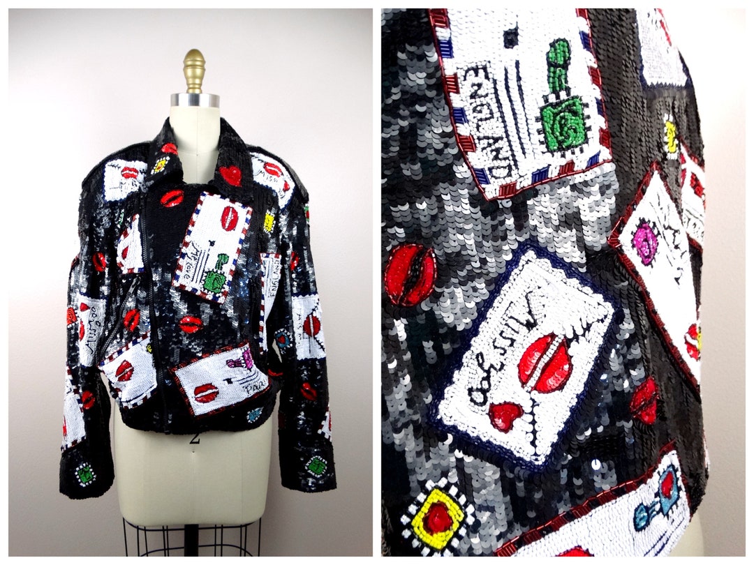 Pop Art Love Letters Sequin Jacket // Retro Valentines Sweetheart ...