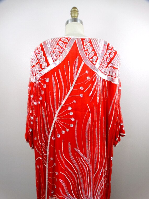 Plus Size Sequin Formal Dress + Duster Set / Bright R… - Gem