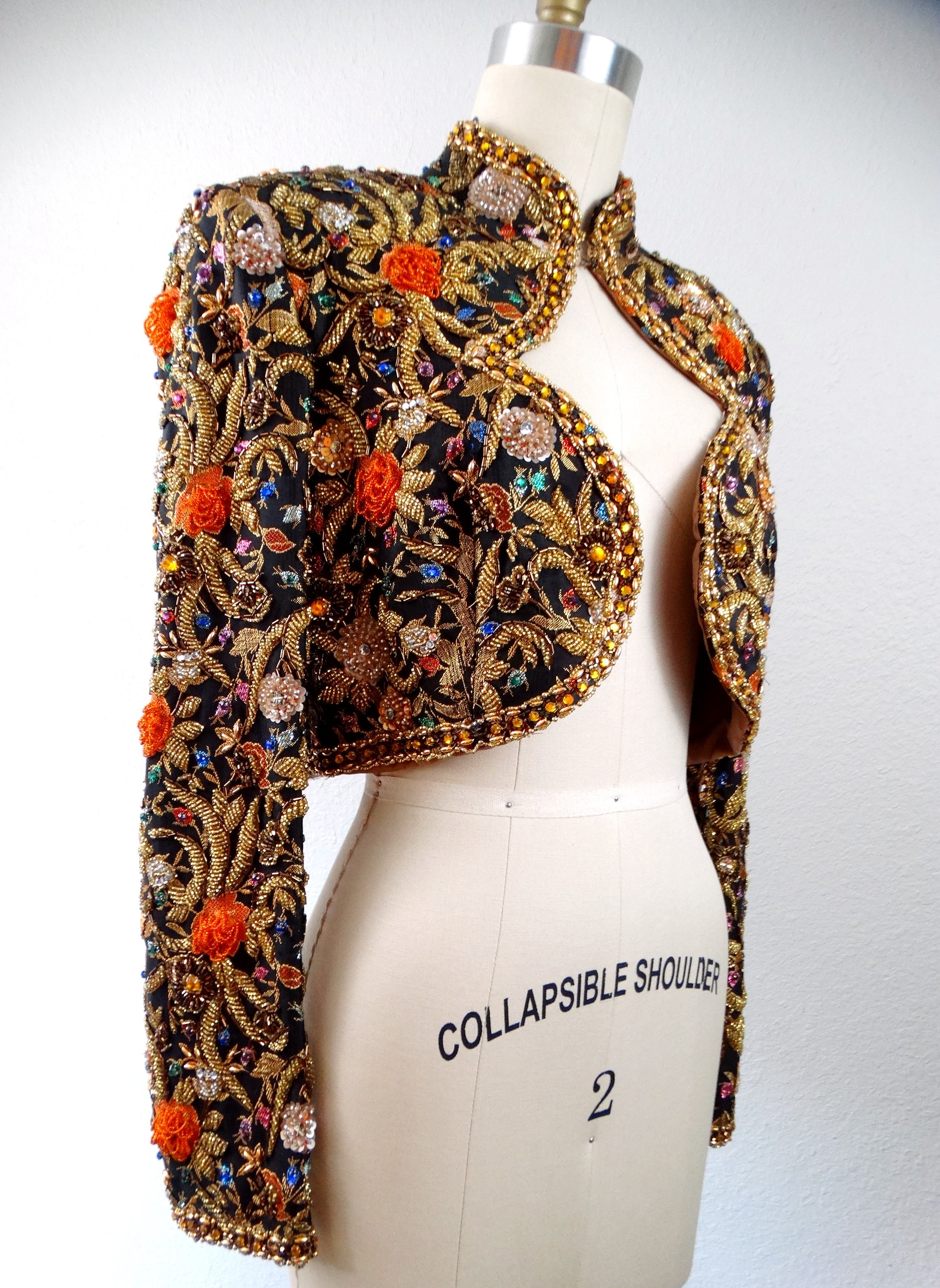 HEAVY Couture Crystal Beaded Bolero / Rhinestone Bejeweled Shrug ...