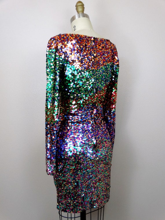 S/M Ombré Rainbow Sequin Dress // Gradient Sequined S… - Gem