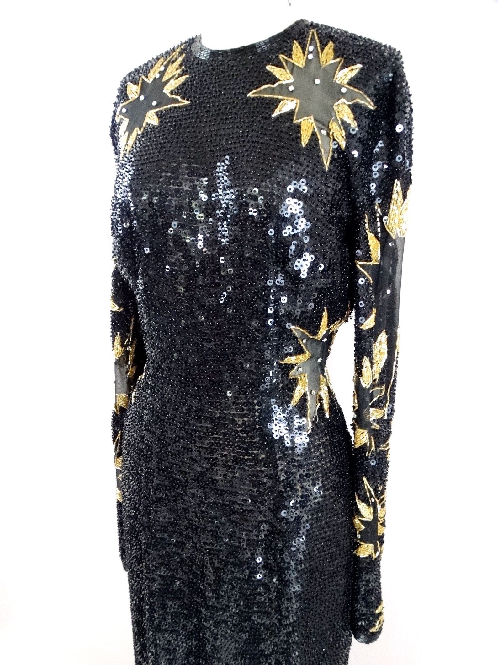 STEPHEN YEARICK Beaded Gown / Rhinestone Crystal Embellished Dress ...