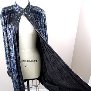 HEAVY All Sequined Beaded Long Jacket / Fancy Sequin Embellished Open ...