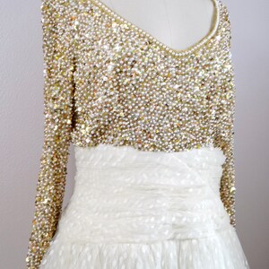 Naeem Khan Gold Sequin Pearl Beaded Couture Wedding Gown / Layered ...