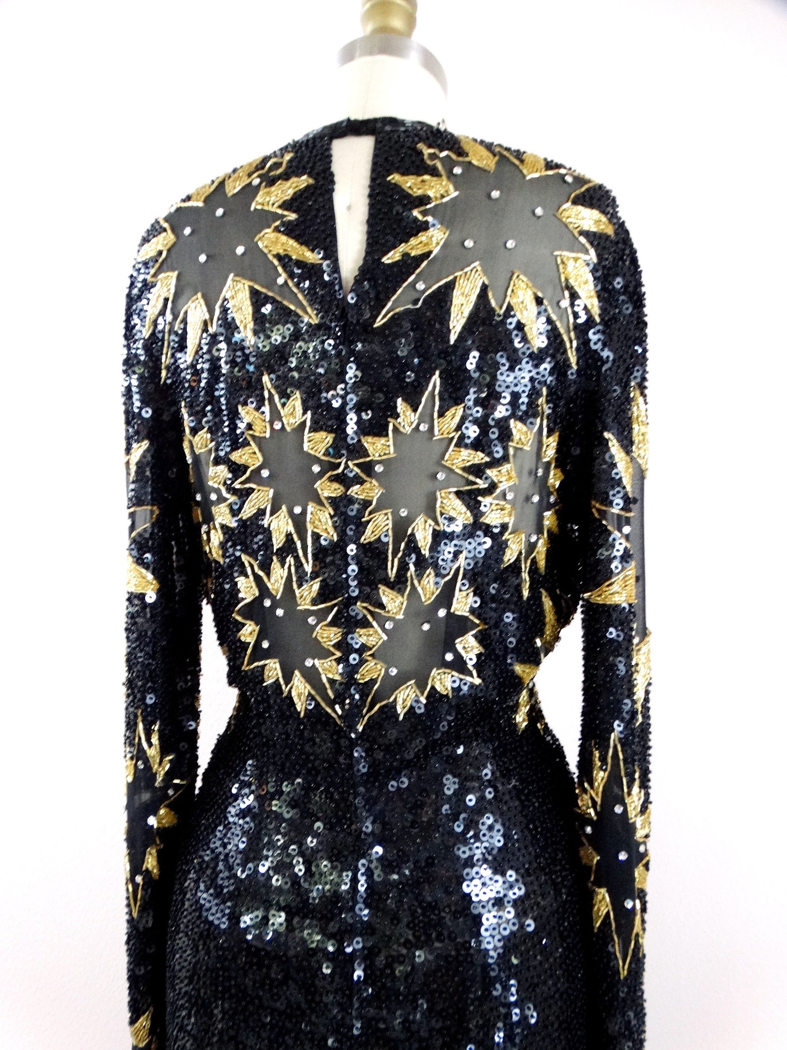 STEPHEN YEARICK Beaded Gown / Rhinestone Crystal Embellished Dress ...