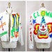 90s Circus Clown Sequined Denim Jacket // Funny Face White Bomber ...