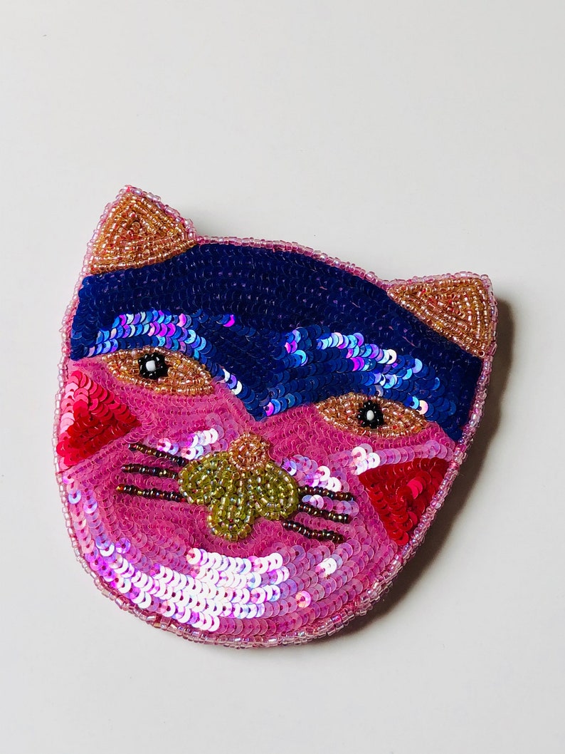 Cute Sequin Beaded Bag / Pink Sequined Cat Coin Purse / - Etsy